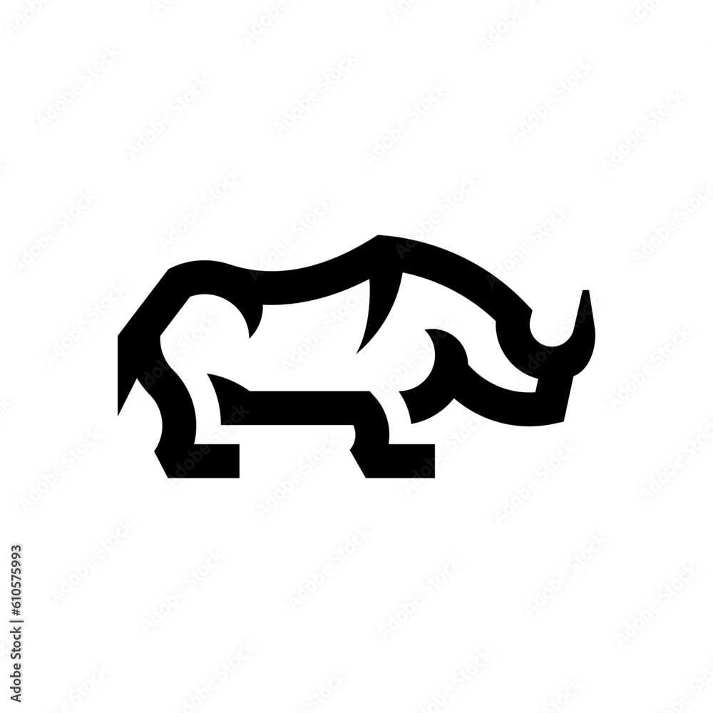 Simple rhino black and white vector logo icon fit for finance, business ...
