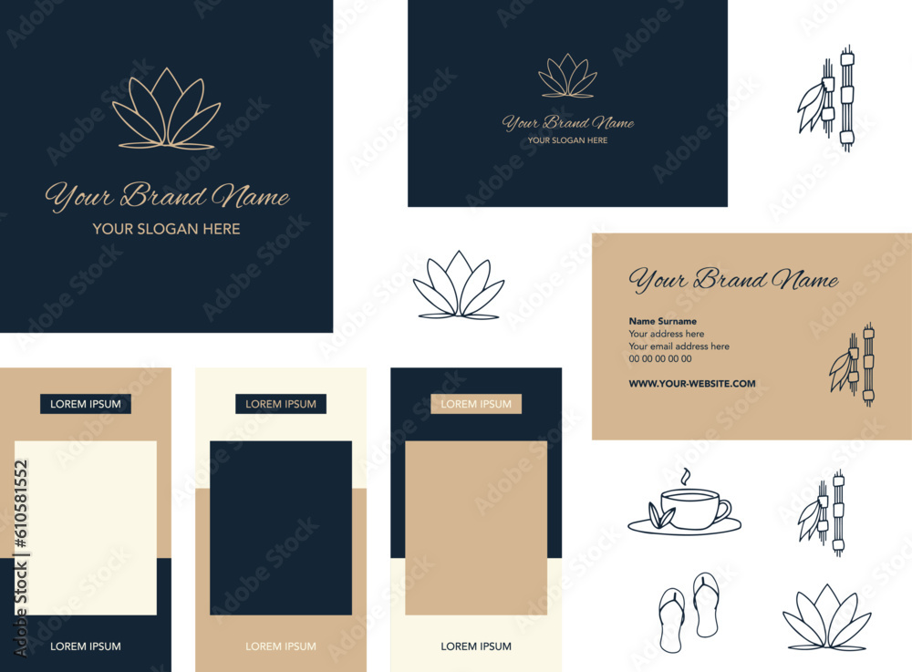 Vetor de Vector visual identity and graphic charter with logo, business ...