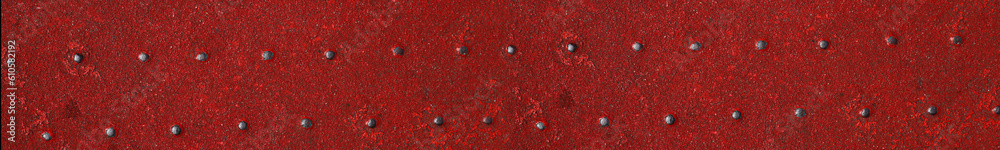 Grunge steel industrial boat floor painted dark red anti-rust paint ...