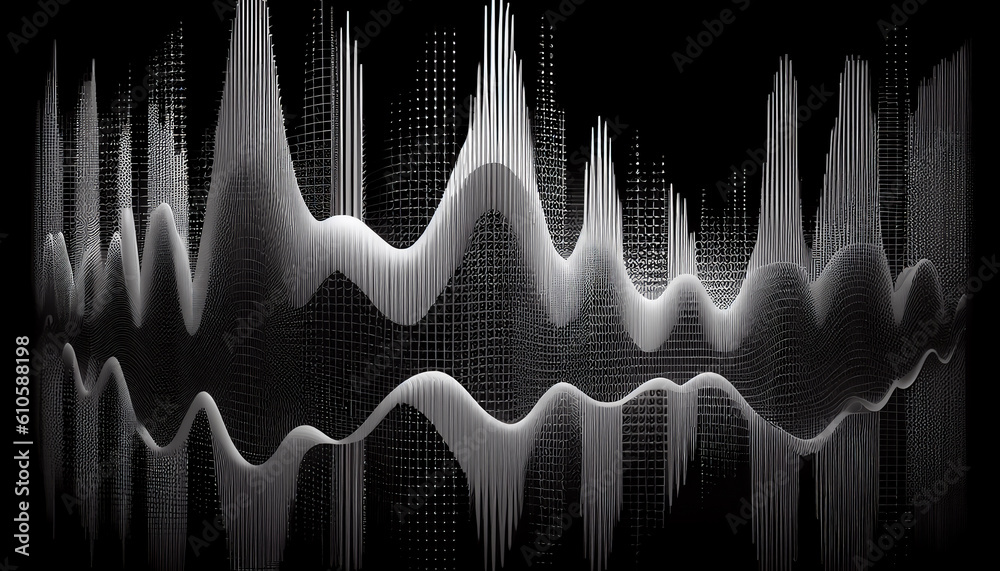 Audio soundwave scope signal as an abstract background depicting a sampled music sound wave ...