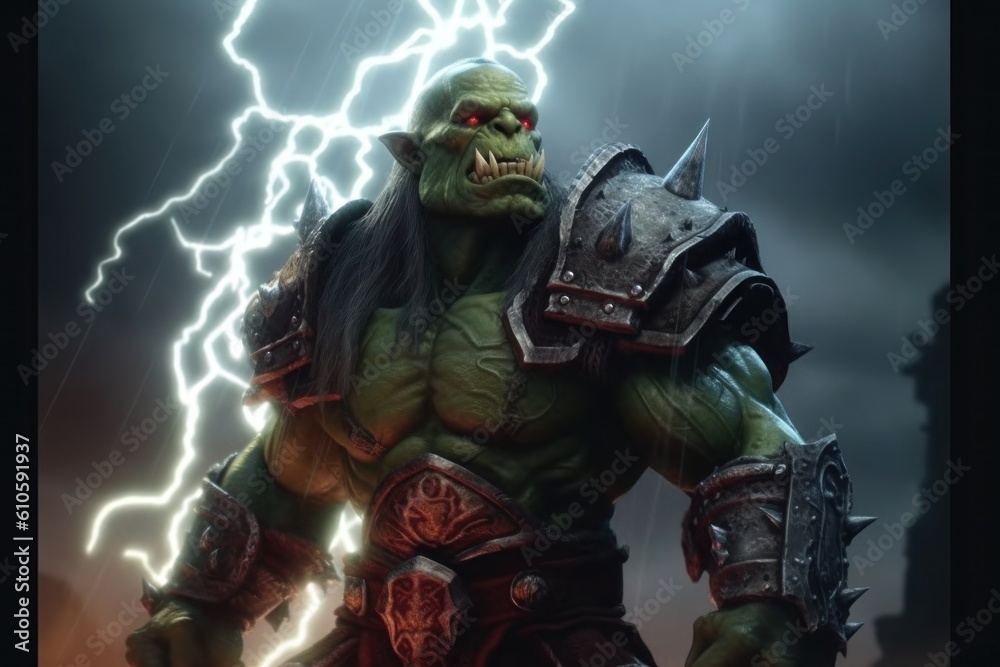 As an orc, they possesses immense strength and resilience. His green ...