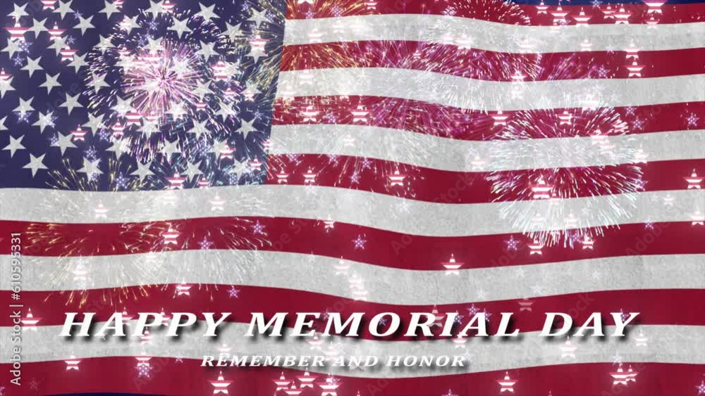 Happy Memorial Day Text animation And American Waving Flag Animation ...