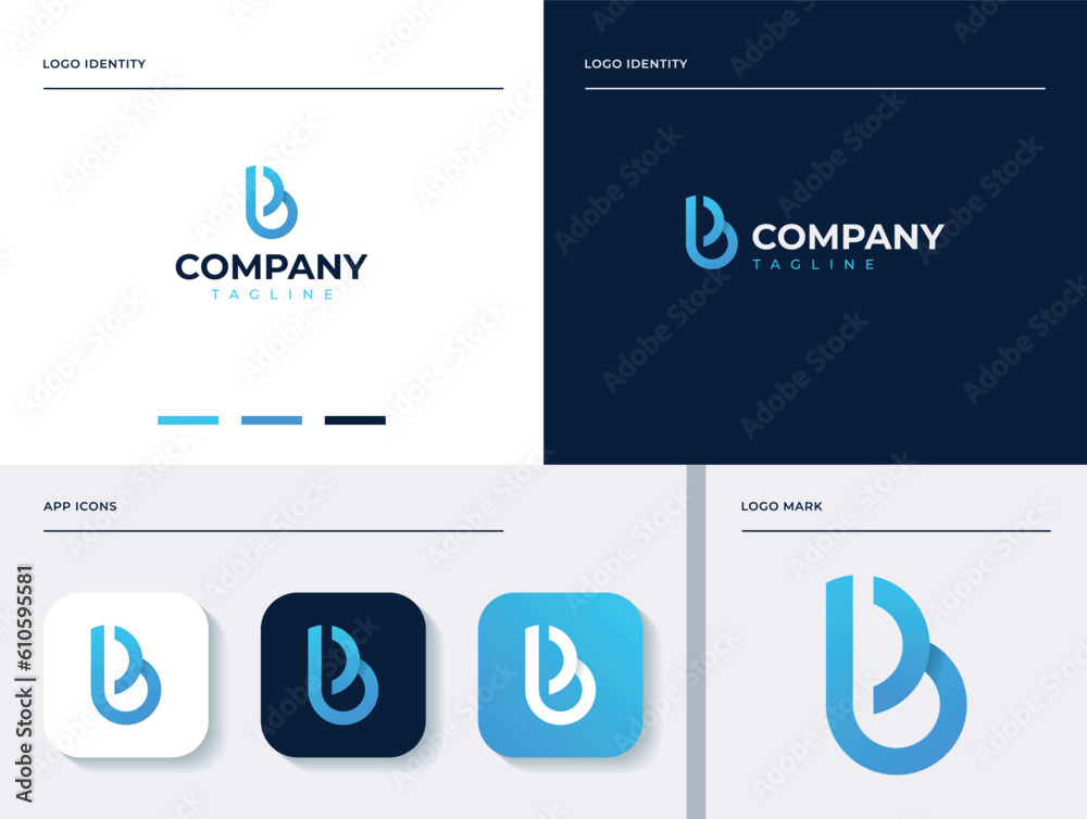 Letter B Professional logo set. Easy to use on various types of ...