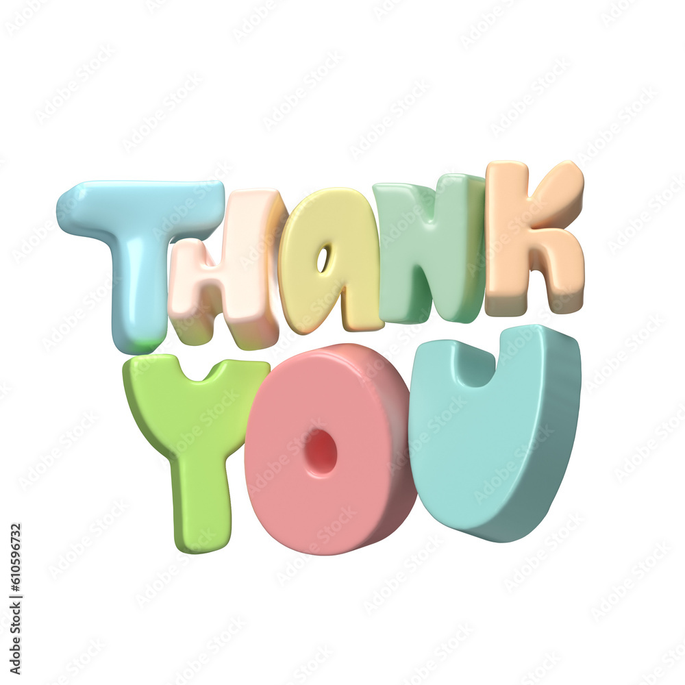 Thank you multicolor lettering 3d text icon hand drawn, thanksgiving ...