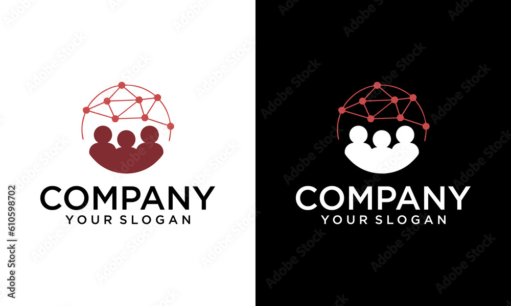 People connection illustration logo design symbol vector template Stock ...
