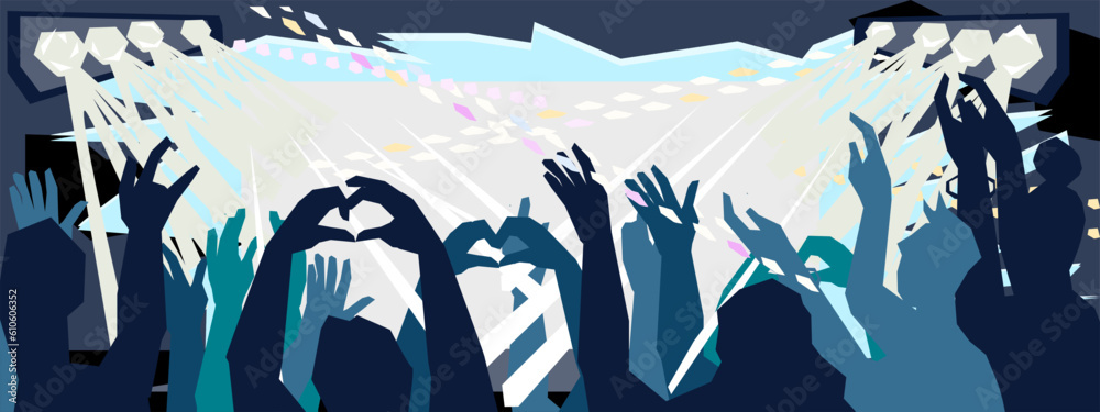 Rock concert music festival background design, flat vector illustration ...