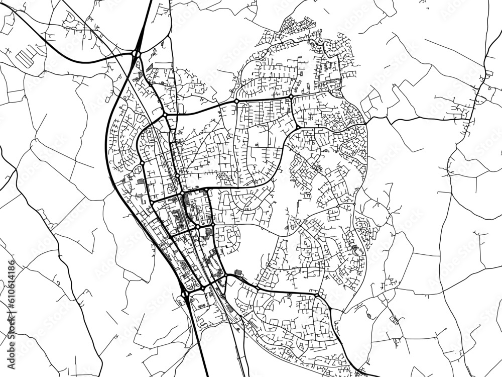 A vector road map of the city of Stevenage in the United Kingdom on a ...