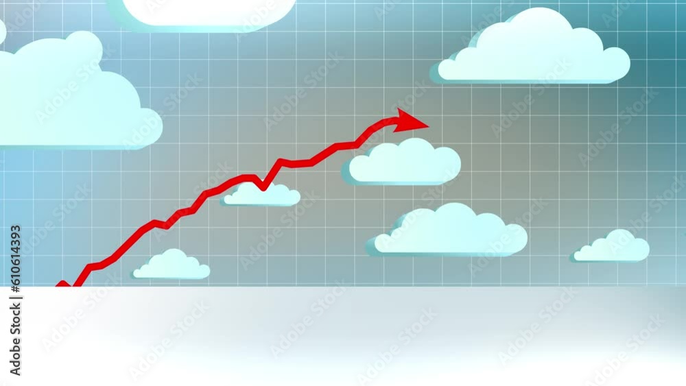 Percent rate business chart graph up on sky background. Business ...