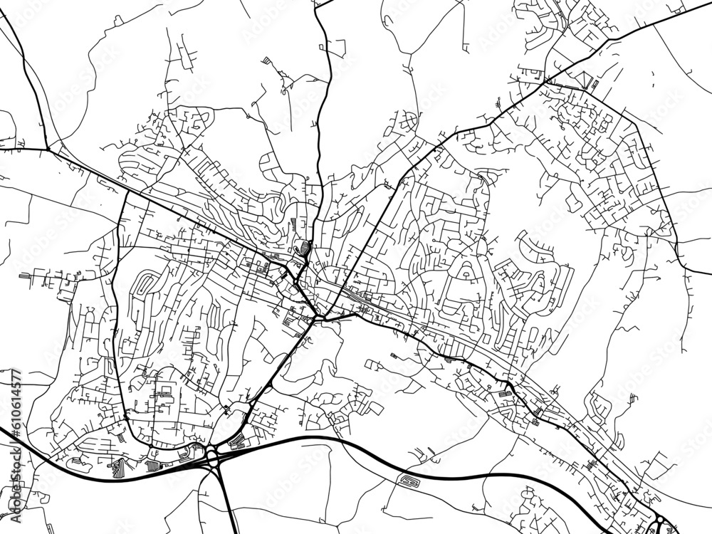 A vector road map of the city of High Wycombe in the United Kingdom on ...