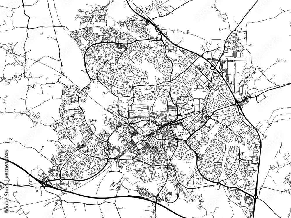 A vector road map of the city of Swindon in the United Kingdom on a ...