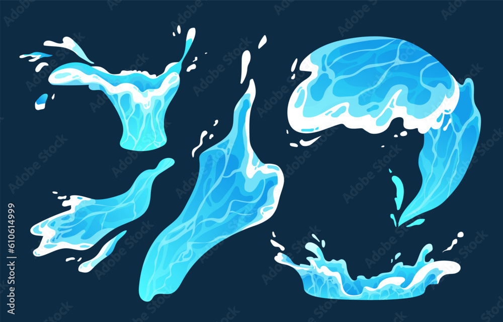 Liquid water splashes set concept. Aqua and water. Design elements for ...
