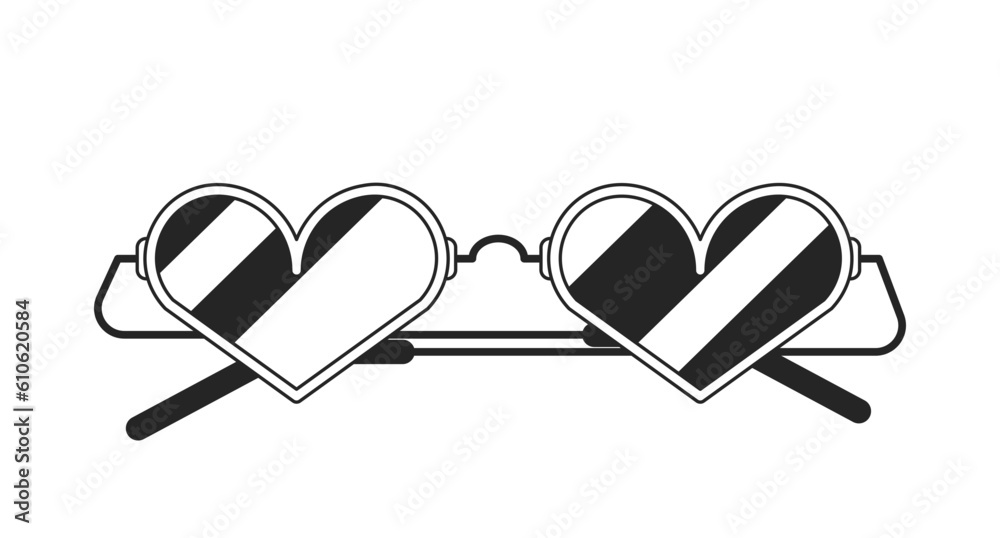 Heart sunglasses line art vector cartoon icon. Funky glasses. Editorial ...