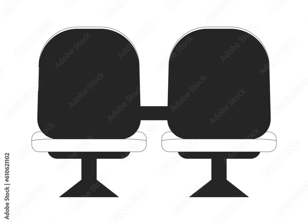 Chairs in waiting room line art vector cartoon icon. Furniture ...