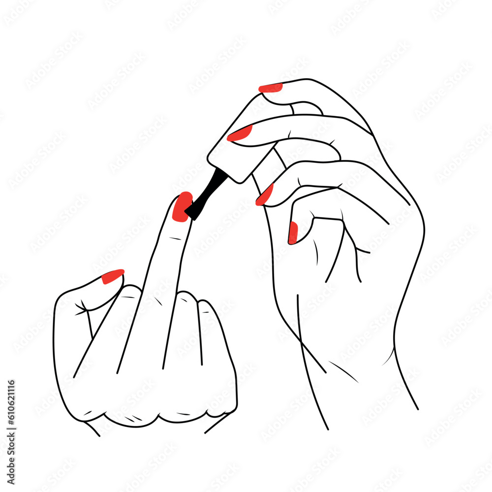 Middle finger sign, female middle finger with red nails Stock Vector ...