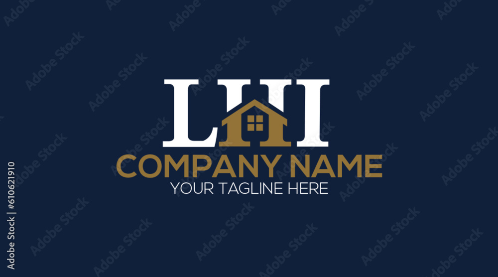LHI house logo, letter logo. LHI blue image on White background and ...