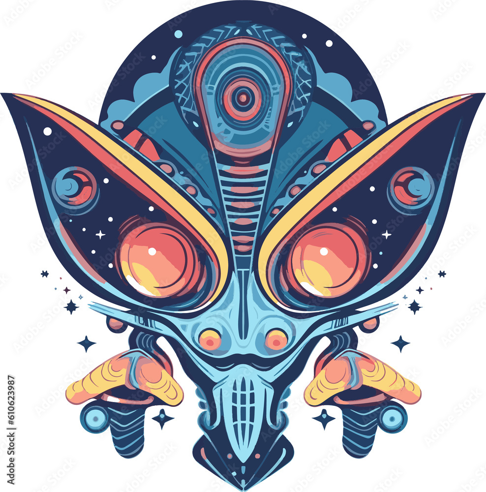 head of an alien in flat 2d cartoon style isolated on transparent ...