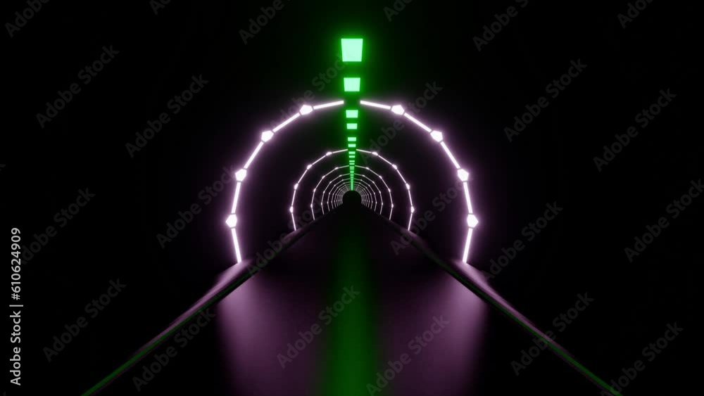 Seamless loop abstract tunnel animation. VFX. light streaks effect ...