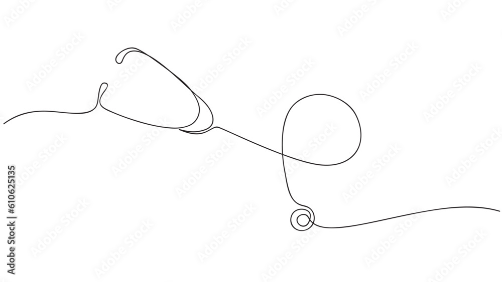 Photo & Art Print Continuous line drawing of stethoscope.Vector ...