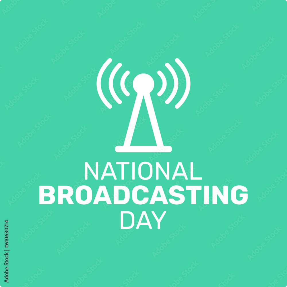 National Broadcasting Day logo with signal tower object in flat design ...