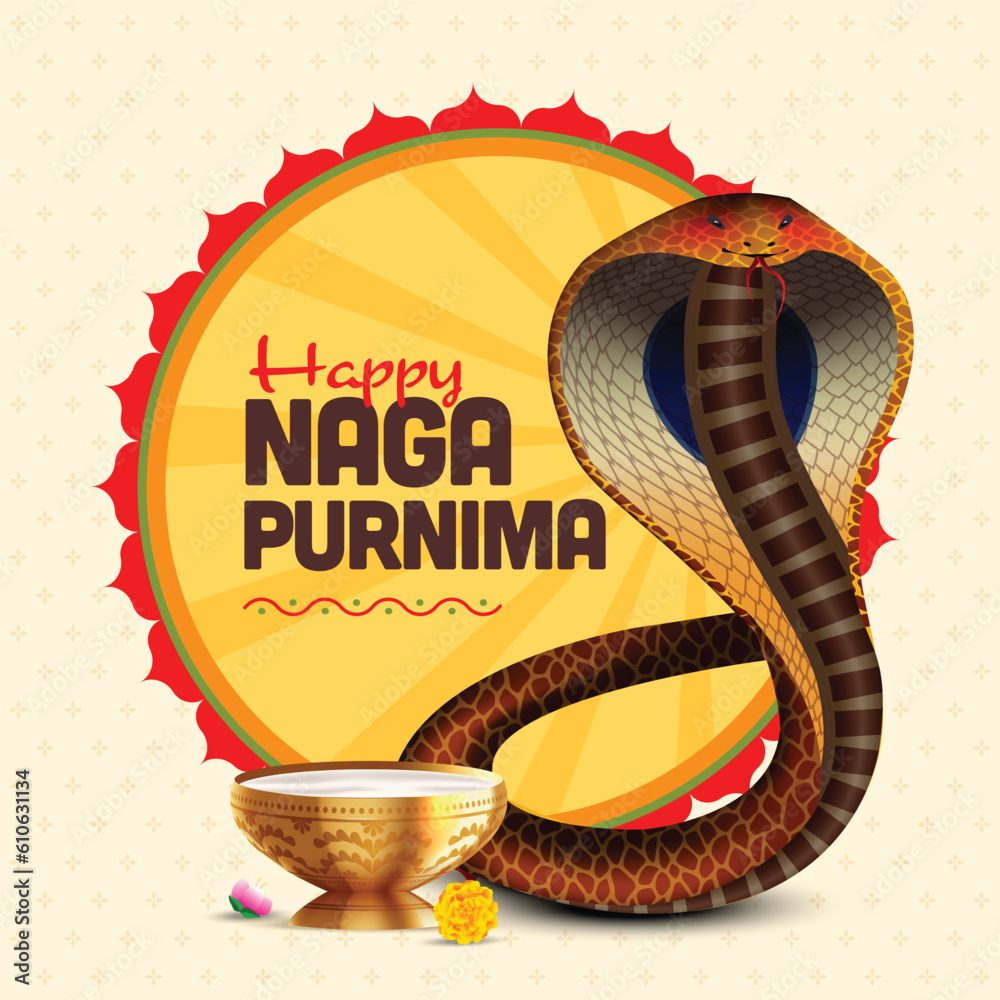 Vector illustration of Nag Panchami also called as naga purnima. snake ...
