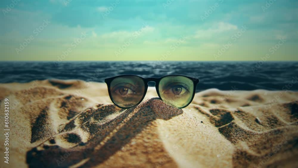 Eyewear Beach Shore Eye Sunglasses Ocean Background Zoom In. Sunglasses ...