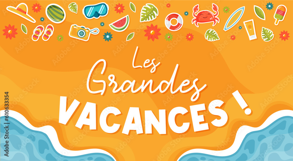 Les grandes vacances - Titre et illustrations estivales - Thème de la ...