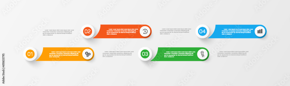 Infographic template with 4 options, workflow, process chart. Can be used for workflow layout ...
