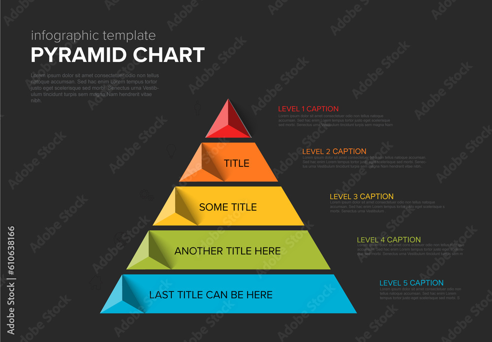 Modelo de Pyramid dark chart infographic diagram template with pyramid ...