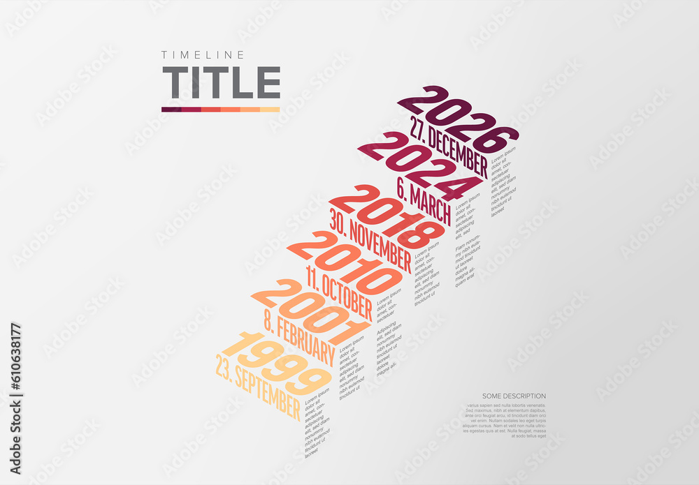 Typography timeline template with big 3d year numbers Stock Template ...