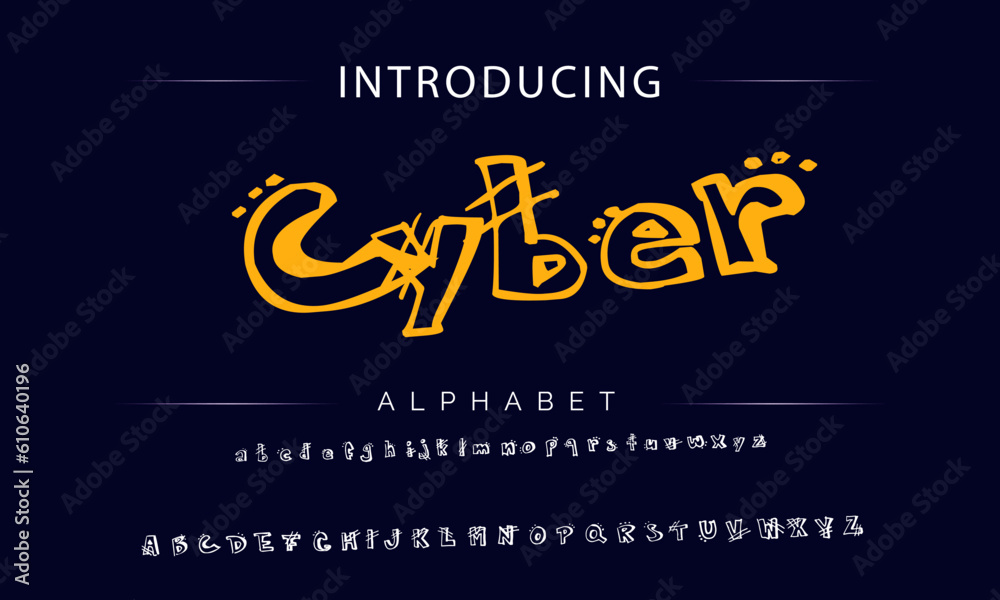 Cyber comics alphabet font. Typography comic logo or movie fonts ...