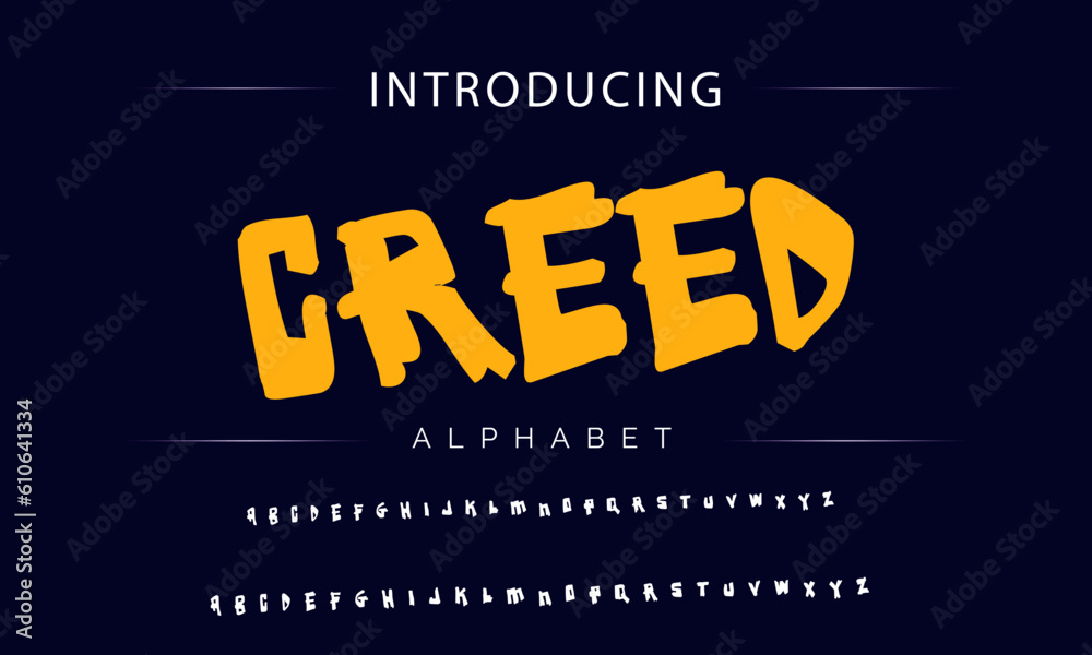 Greed comics alphabet font. Typography comic logo or movie fonts ...