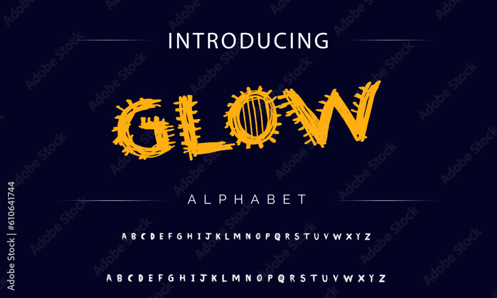 Glow comics alphabet font. Typography comic logo or movie fonts designs ...
