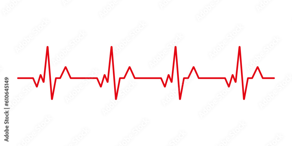 Heart cardiogram line. Red vector illustration isolated on white ...