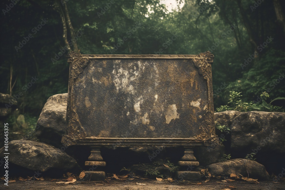 Empty Natural Stone Masonry sign billboard Generative AI Stock Photo ...