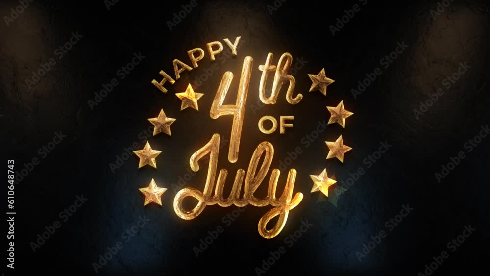 Happy Fourth of July Luxury Gold Animation. Fourth of July Text ...