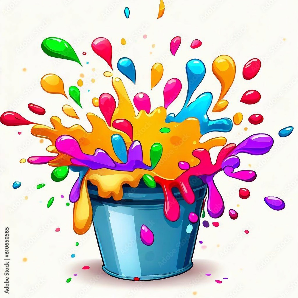 Colored paint splattering from a bucket Stock Illustration | Adobe Stock