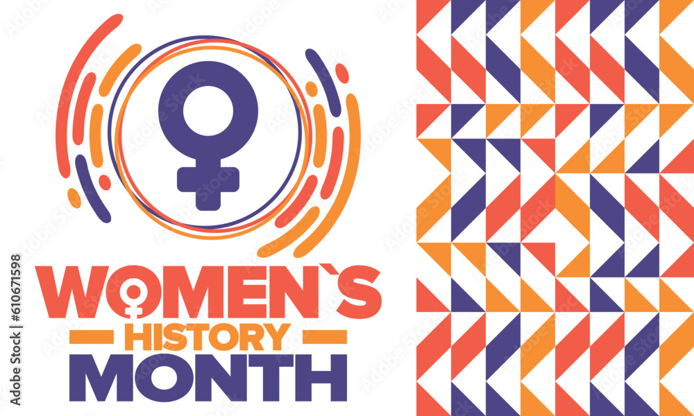 Women's History Month in March. Women's rights and Equality. Girl power ...