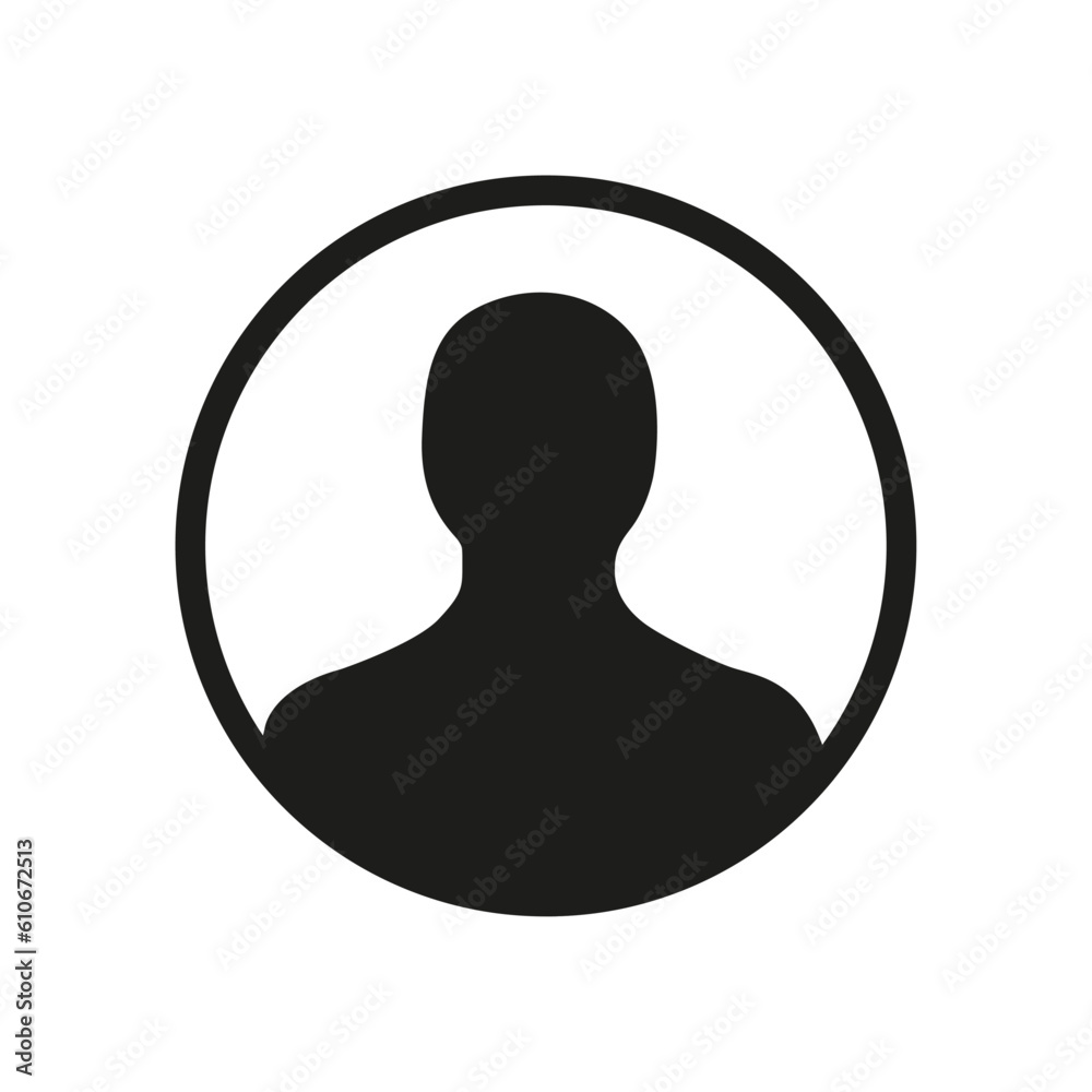 Vector flat illustration in black color. Avatar, user profile, person ...