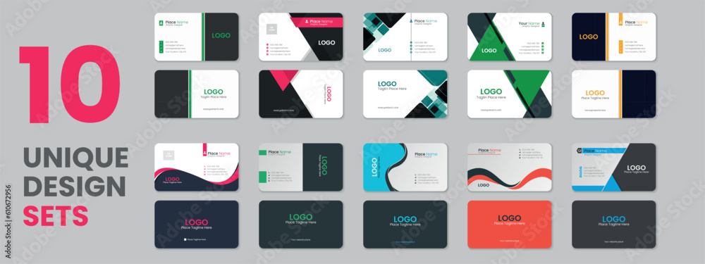 Collection of business card, bundle of business card, set of business ...