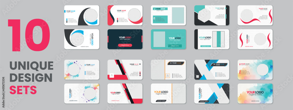 Collection of business card, bundle of business card, set of business ...