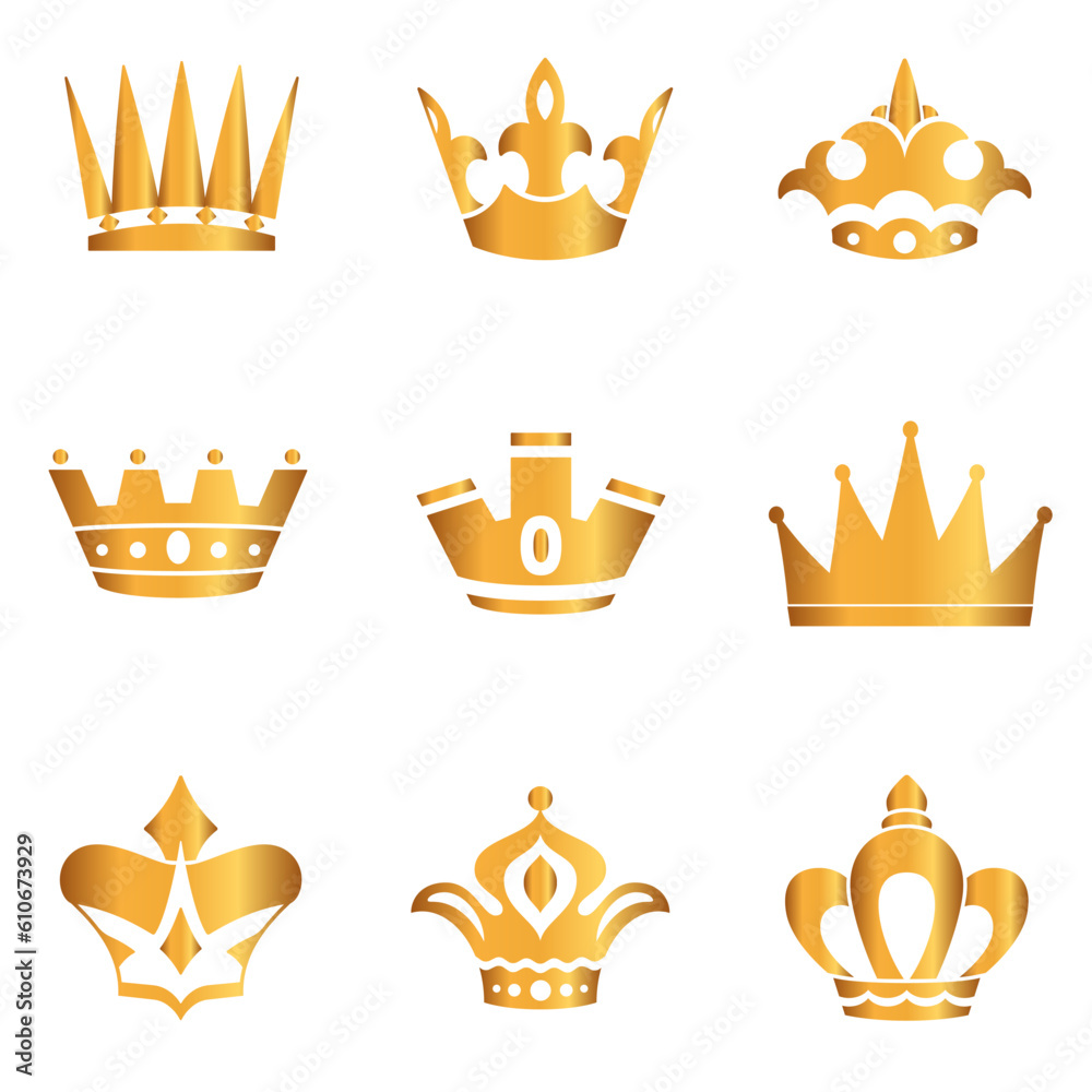 Vecteur Stock Golden crown icon set. Collection of crown awards for ...