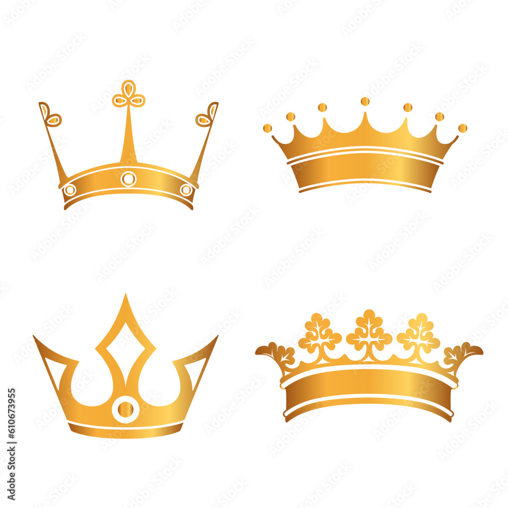 Golden crown icon set. Collection of crown awards for winners ...