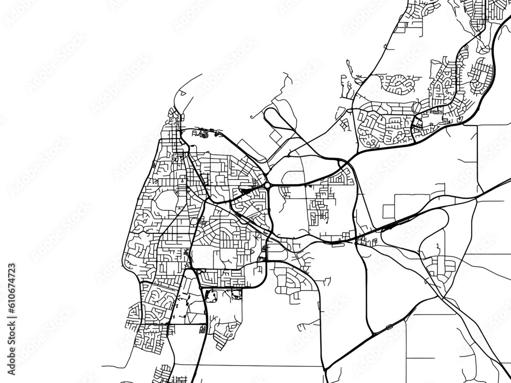 Vector road map of the city of Bunbury in the Australia on a white ...