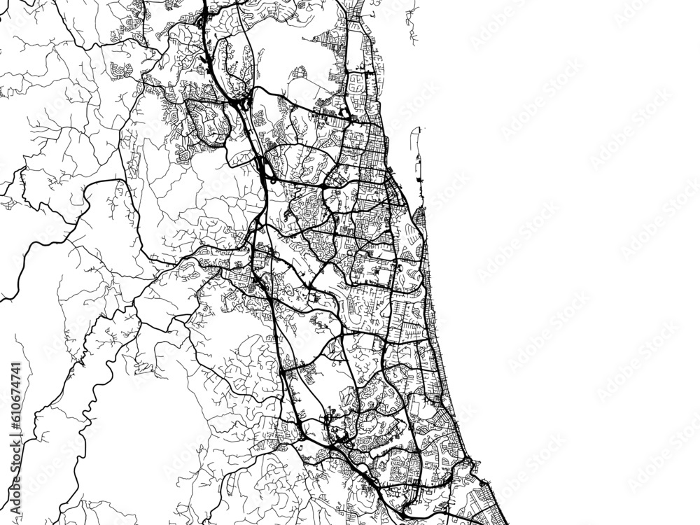 Vector road map of the city of Gold Coast in the Australia on a white ...