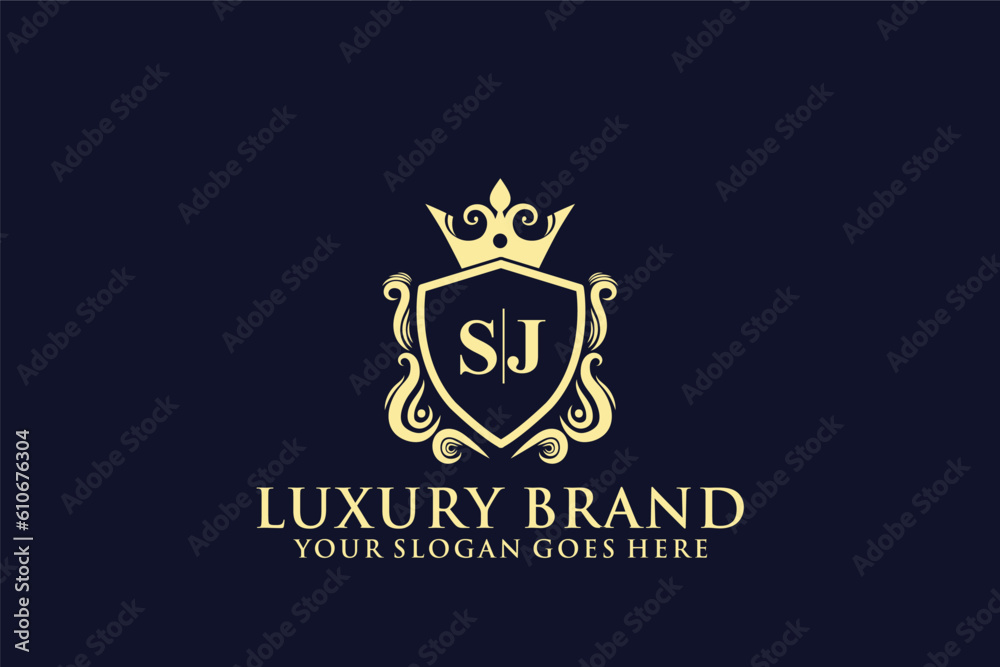 letter Initial SJ elegant luxury monogram logo or badge template with ...