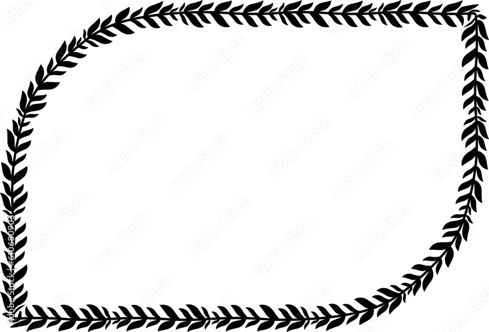 Round Diagonal Corner Rectangle Shape Flower frame leaves Leaf wreath ...