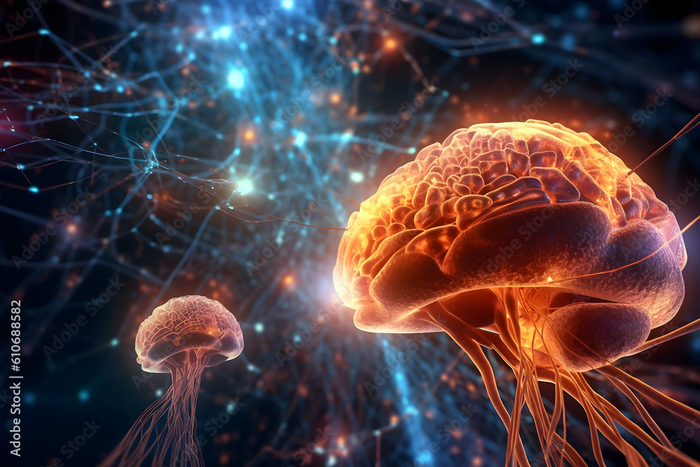 brain and nerve cells electrical pulses Neurons electrical pulses ...