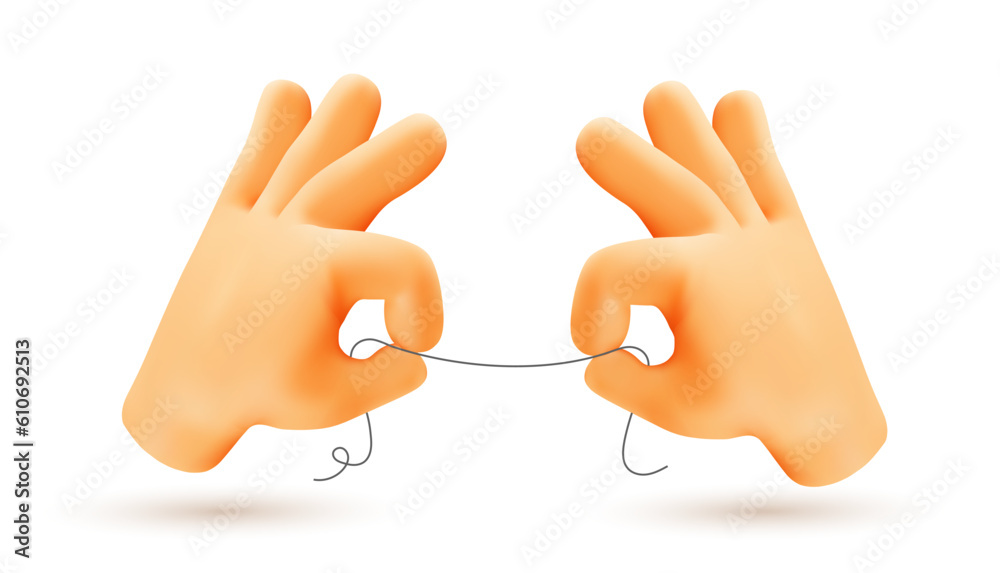 Vector illustration of hand gesture sign ok with finger and hold thread ...