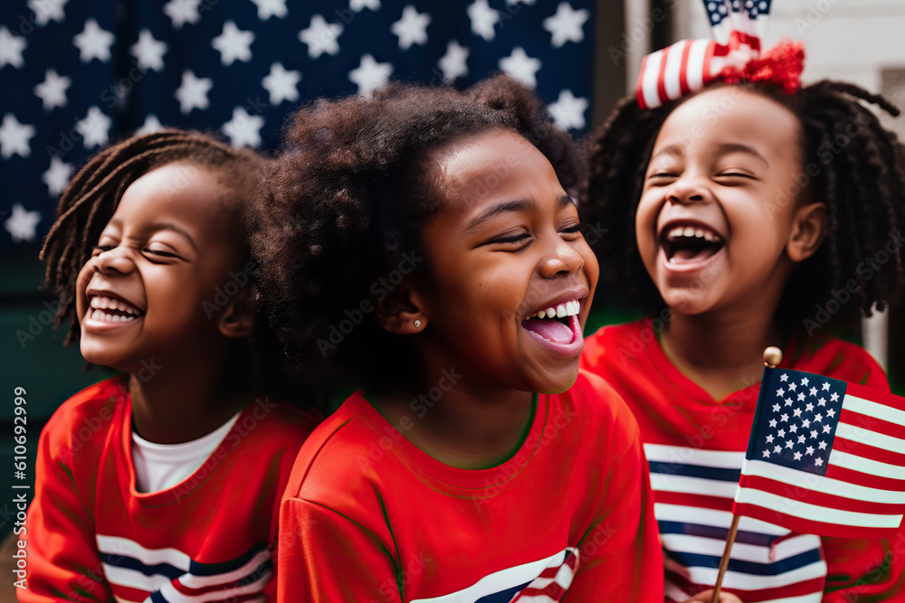 Generative Ai illustration realistic of joyful African American ...