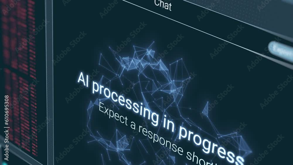 Futuristic chat ai user interface in action, artificial intelligence ...